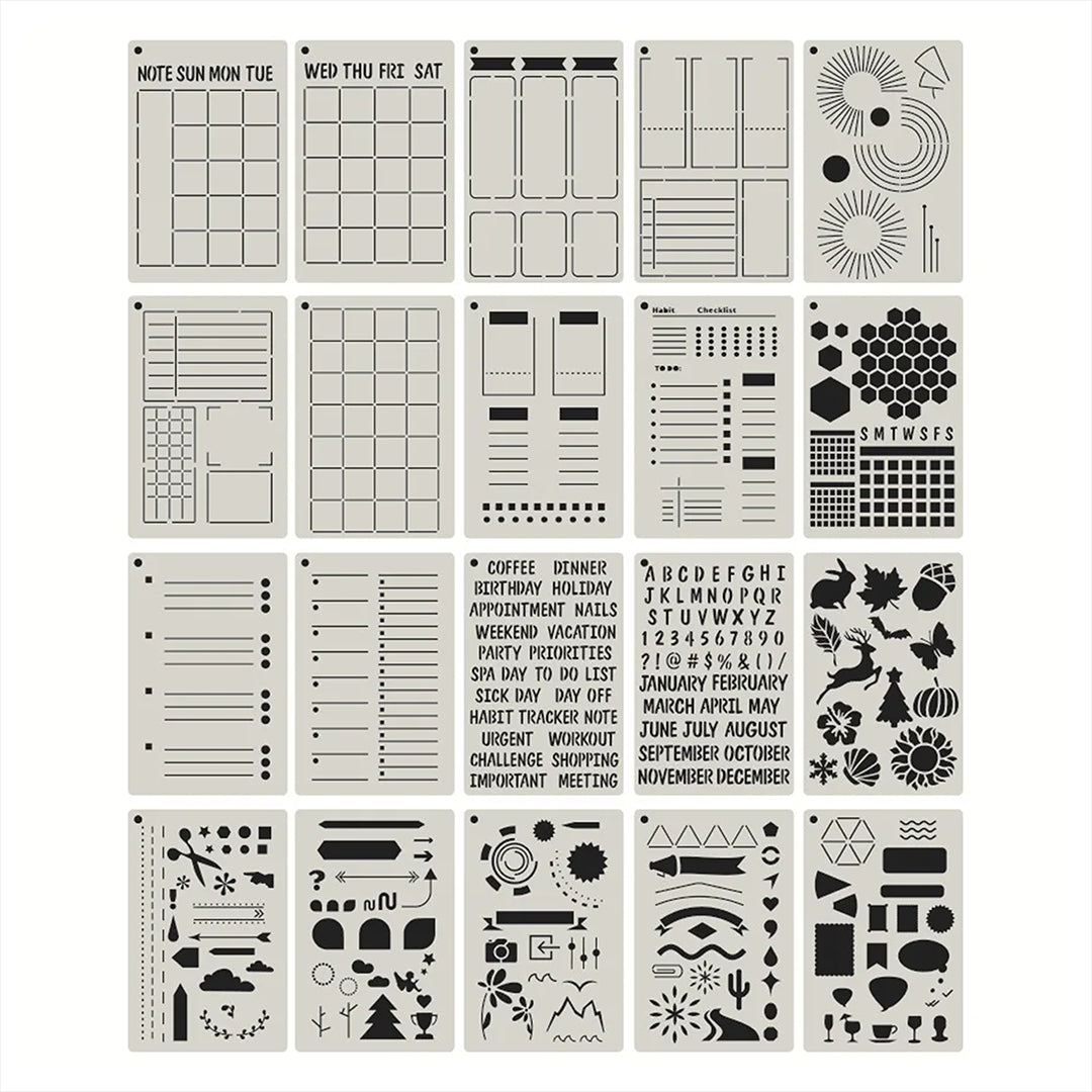 Bullet Journaling Set of 20 Stencils – The Papery